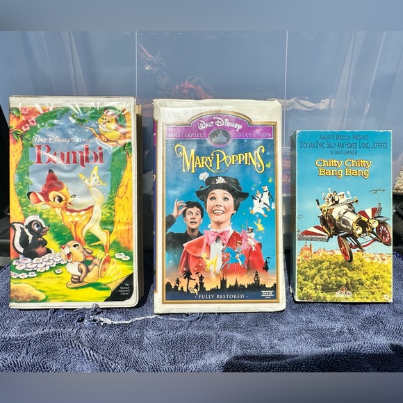 Other | Set Of 3 Disney Vhs Tapes Mary Poppins Bambi Chitty Chitty Bang ...